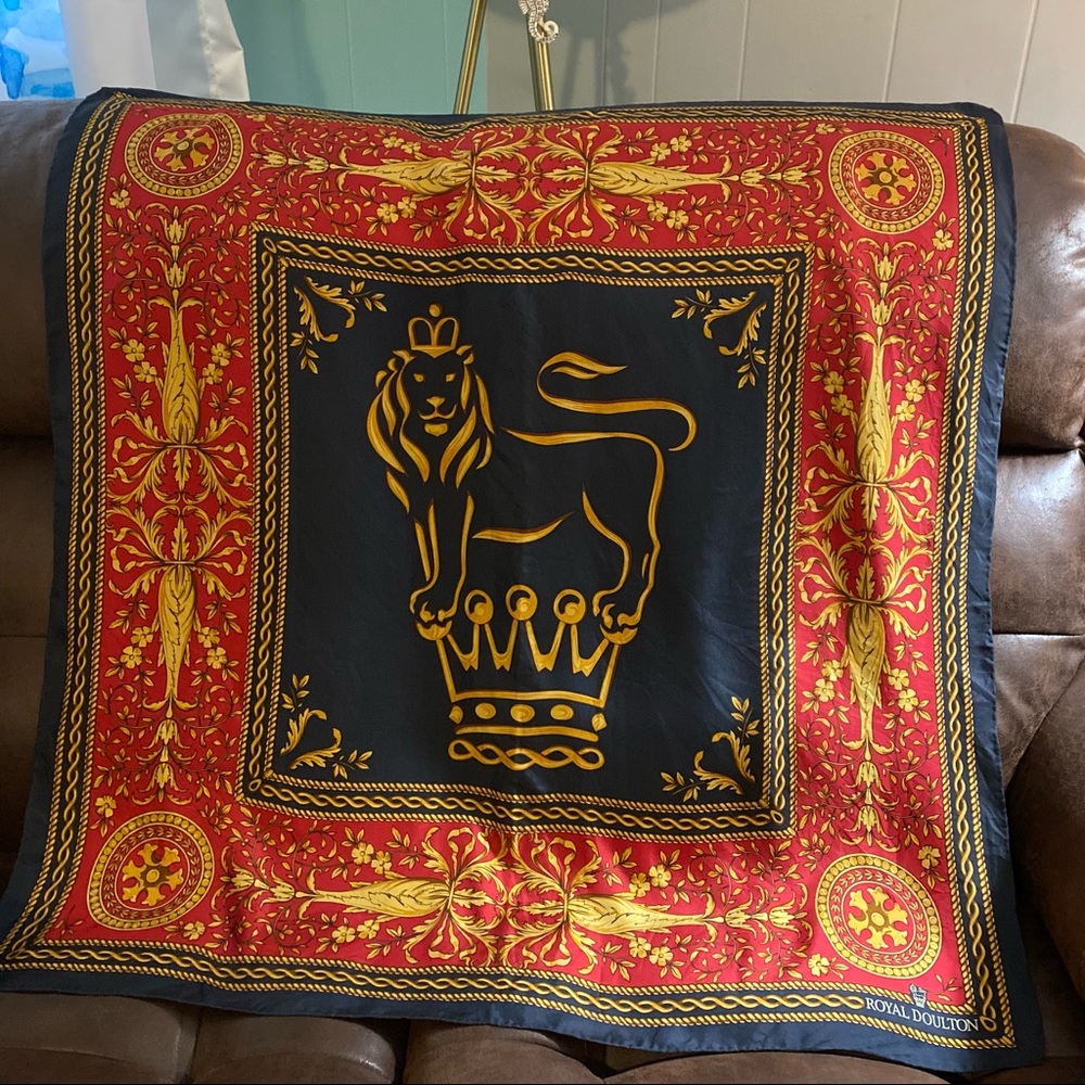 Royal Doulton Silk Twill Scarf Hand Rolled Lion 34”X3… - Gem